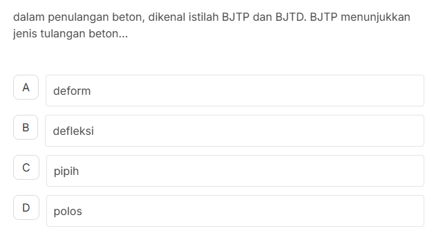 dalam penulangan beton dikenal istilah BJTP | StudyX