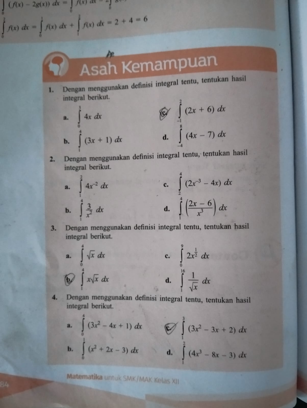 1 Dengan menggunakan definisi integral tentu | StudyX