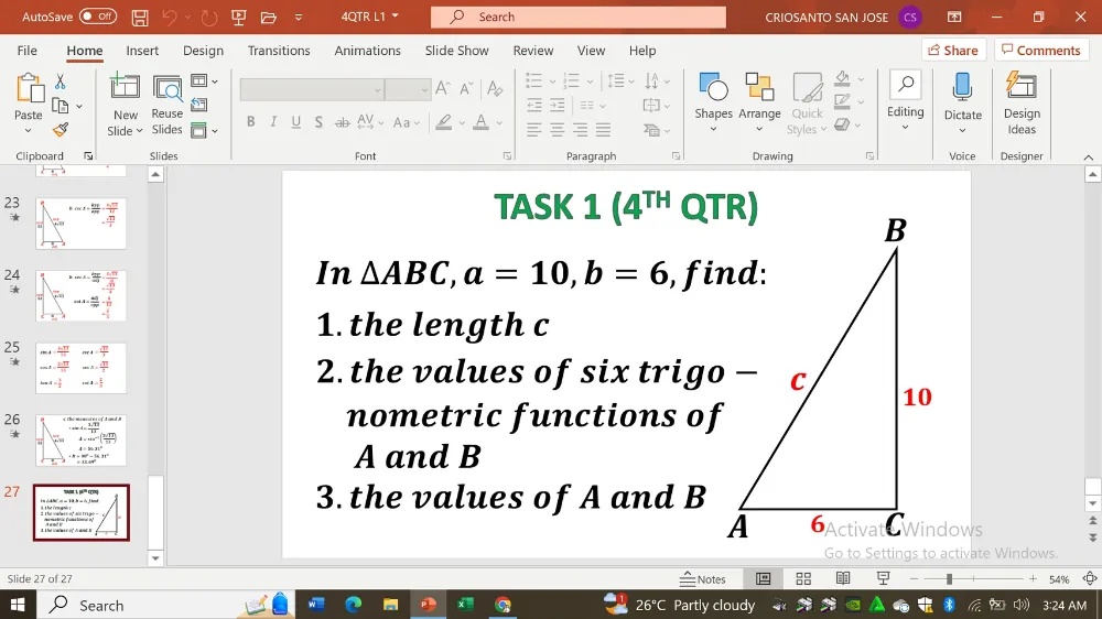 In ABC a = 10 b = 6 find 1 the length c 2 | StudyX
