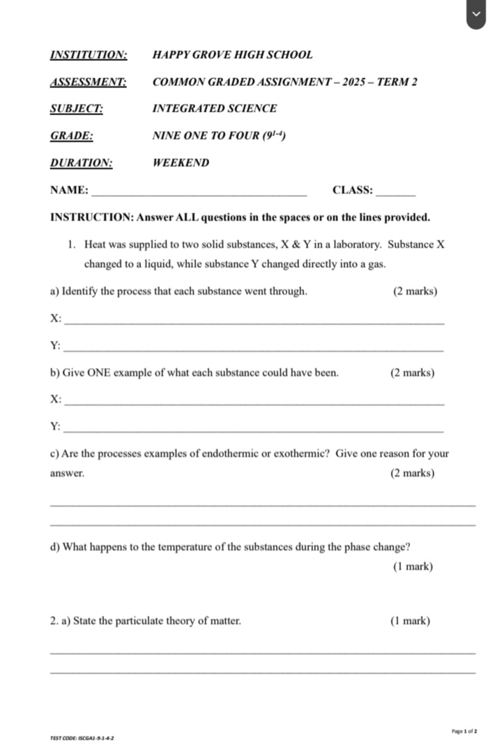 1. Heat was supplied to two solid | StudyX