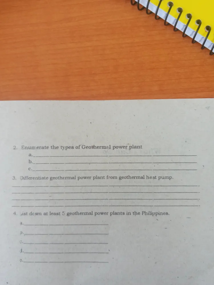 2 Enumerate the types of Geothermal power | StudyX