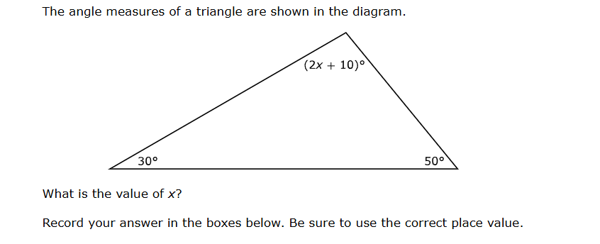 The angle measures of a triangle are shown | StudyX