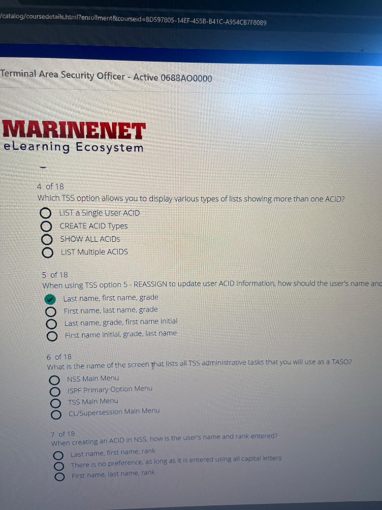 4 of 18 Which TSS option allows you to | StudyX