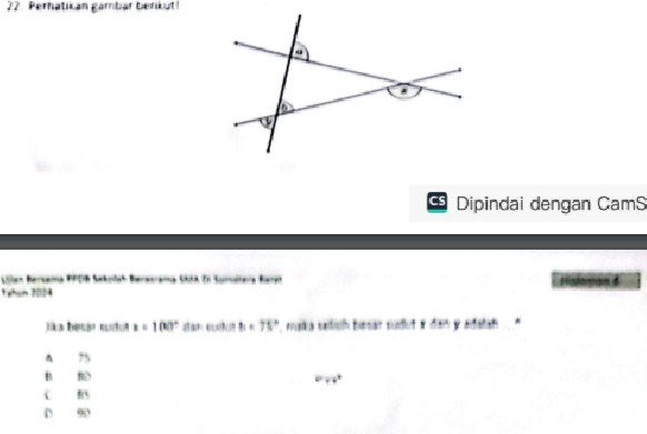 Jika besar sudut $x = 100^o$ dan sudut $y = | StudyX
