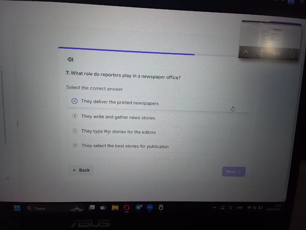 7. What role do reporters play in a | StudyX