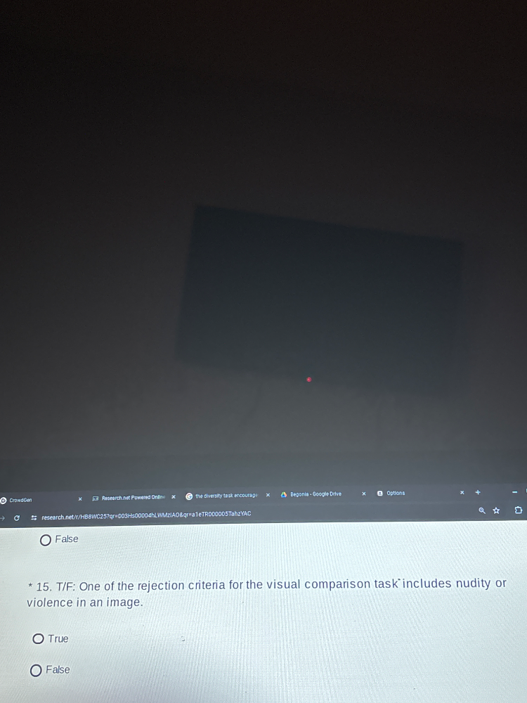 15 T/F One of the rejection criteria for | StudyX