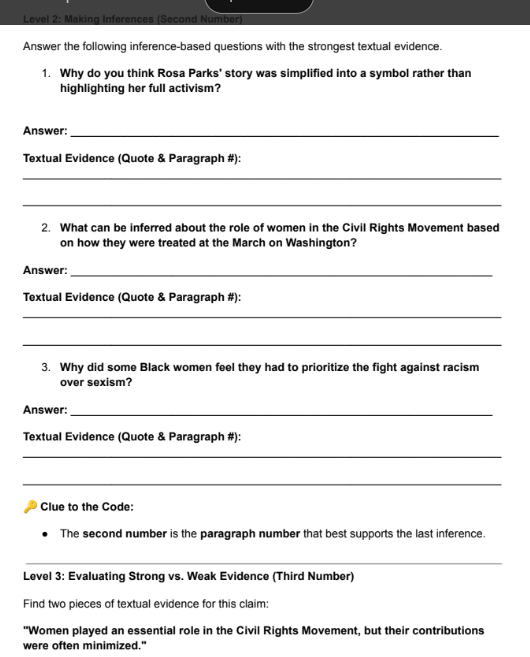 Level 1: Identifying Explicit Details (First | StudyX