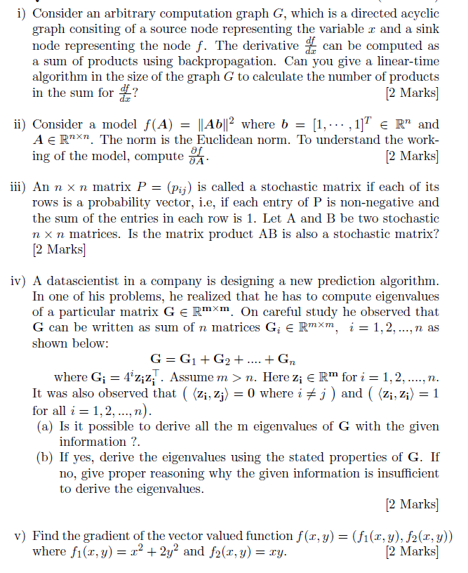 i) Consider an arbitrary computation graph | StudyX