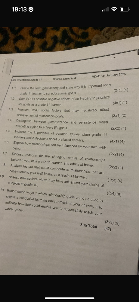 11 Define the term goal-setting and state | StudyX