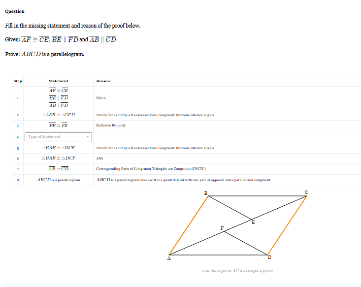 Fill in the missing statement and reason of | StudyX