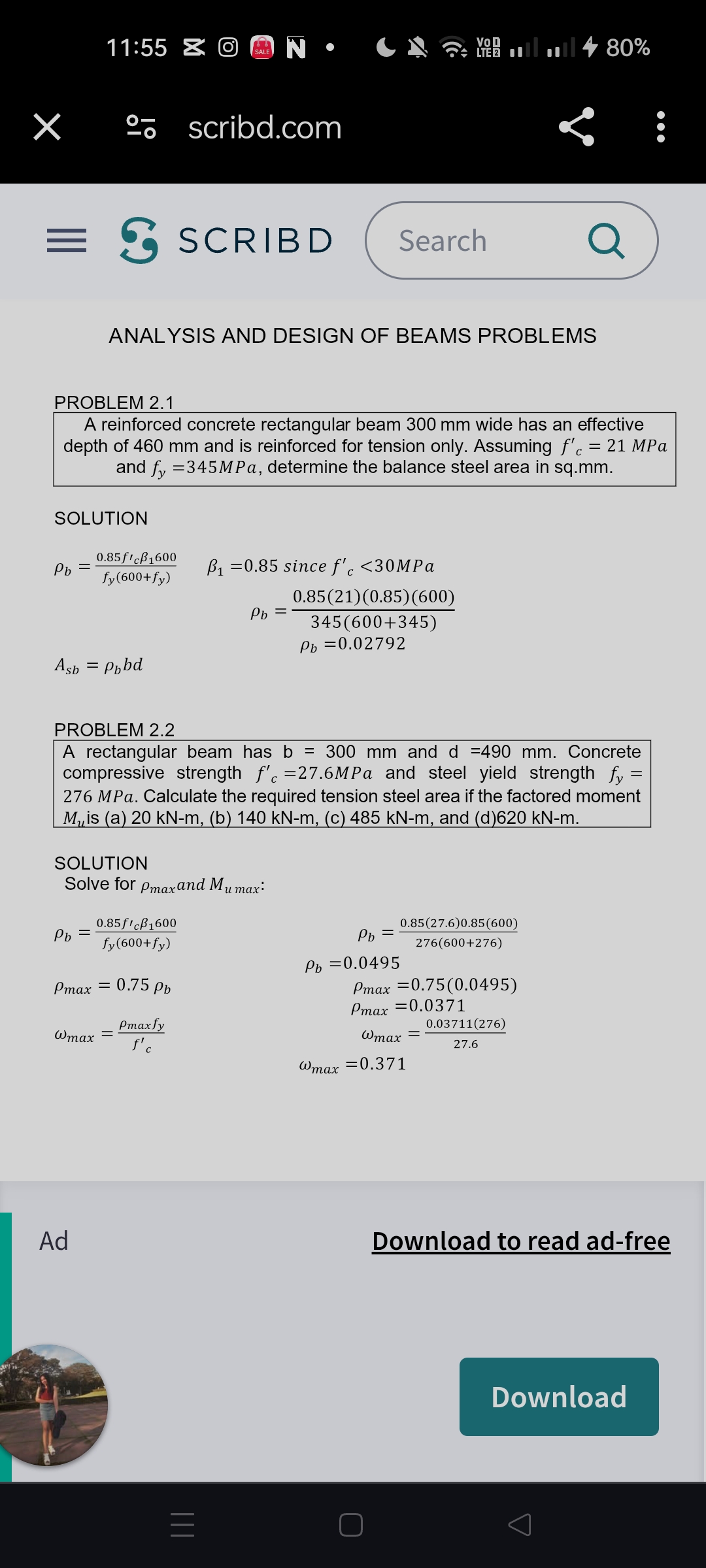 PROBLEM 21 A reinforced concrete rectangular