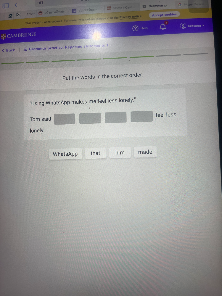 Put the words in the correct order. "Using | StudyX