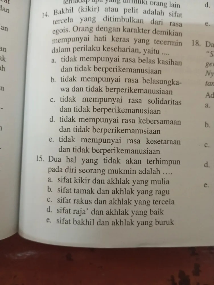 14 Bakhil (kikir) atau pelit adalah sifat | StudyX