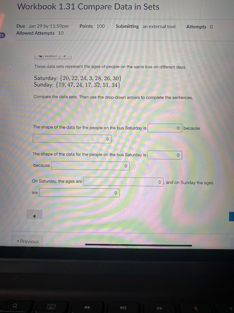 Workbook 131 Compare Data in Sets These data | StudyX