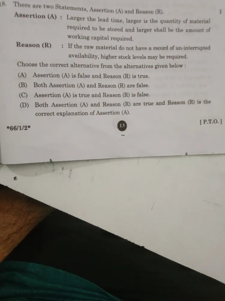 18. There are two Statements, Assertion (A) | StudyX