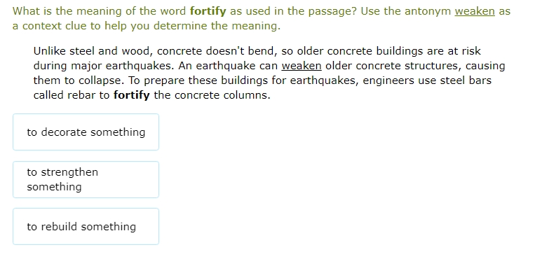 What is the meaning of the word fortify as | StudyX
