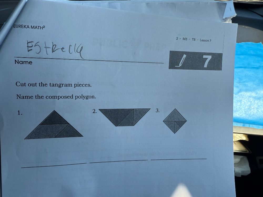 Cut out the tangram pieces. Name the | StudyX