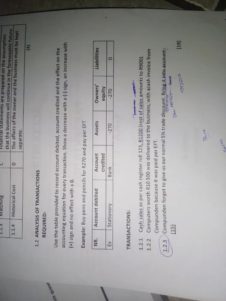 12 ANALYSIS OF TRANSACTIONS REQUIRED Use the | StudyX