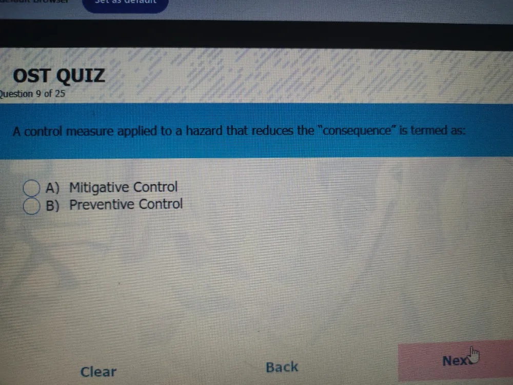 A control measure applied to a hazard that | StudyX