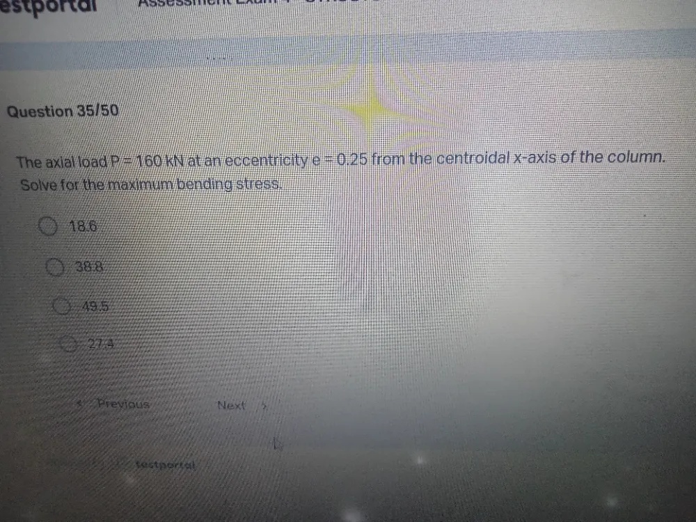 The axial load P = 160 kN at an eccentricity | StudyX