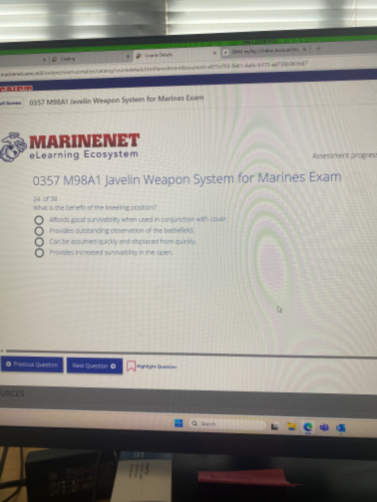 0357 M98A1 Javelin Weapon System for Marines | StudyX
