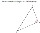 Name the marked angle in 2 different ways.