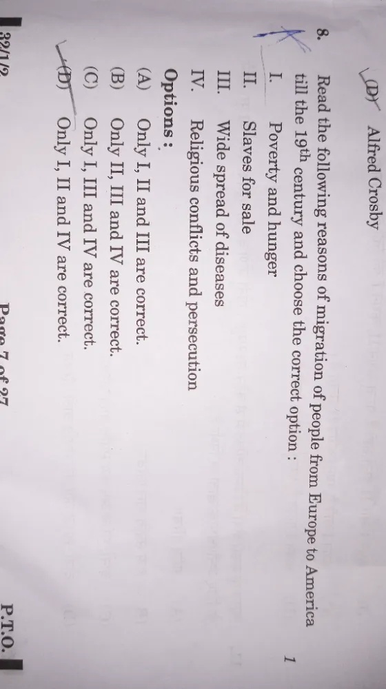 8. Read the following reasons of migration | StudyX