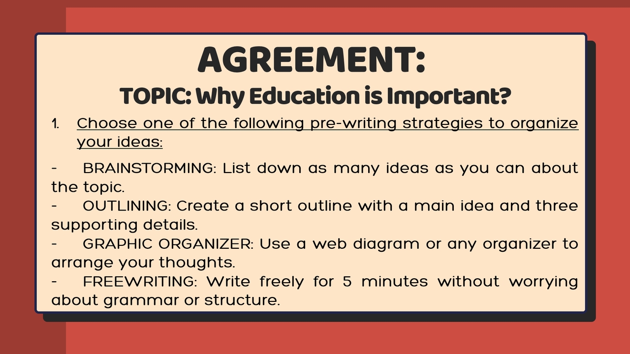 1. Choose one of the following pre-writing | StudyX