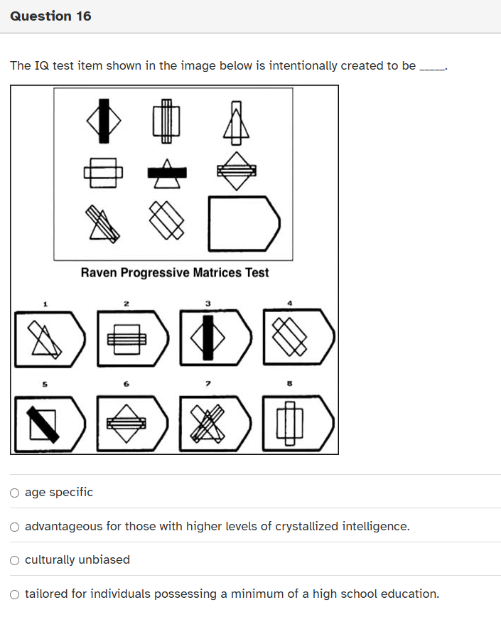 The IQ test item shown in the image below is