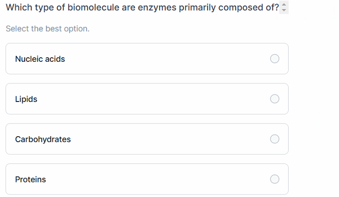 Which type of biomolecule are enzymes | StudyX