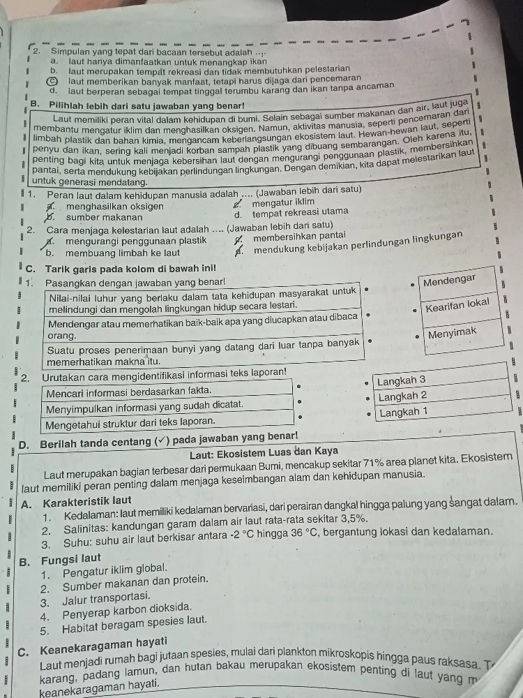 Simpulan yang tepat dari bacaan tersebut | StudyX
