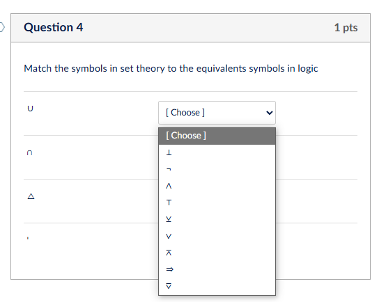Match the symbols in set theory to the | StudyX