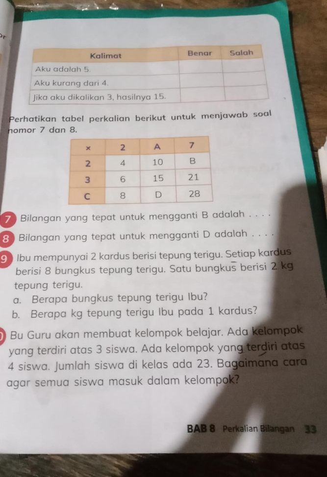 Perhatikan tabel perkalian berikut untuk | StudyX