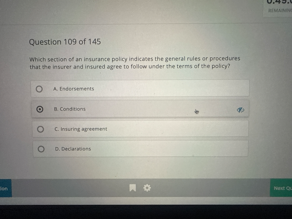 Question 109 of 145 Which section of an | StudyX