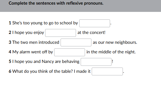 Complete the sentences with reflexive | StudyX