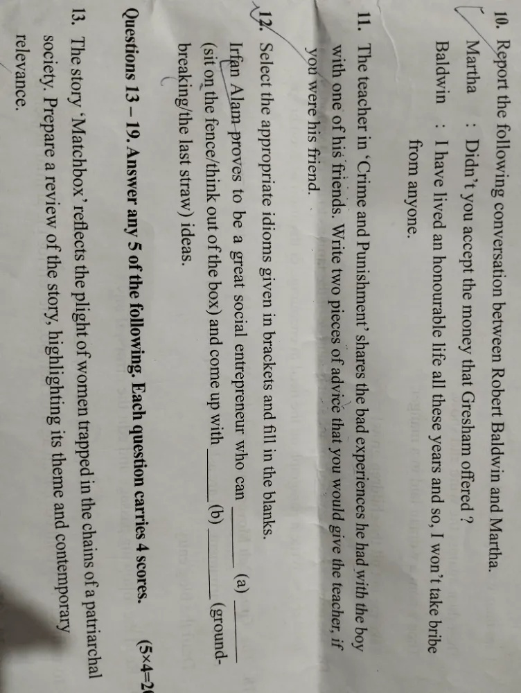 10. Report the following conversation | StudyX