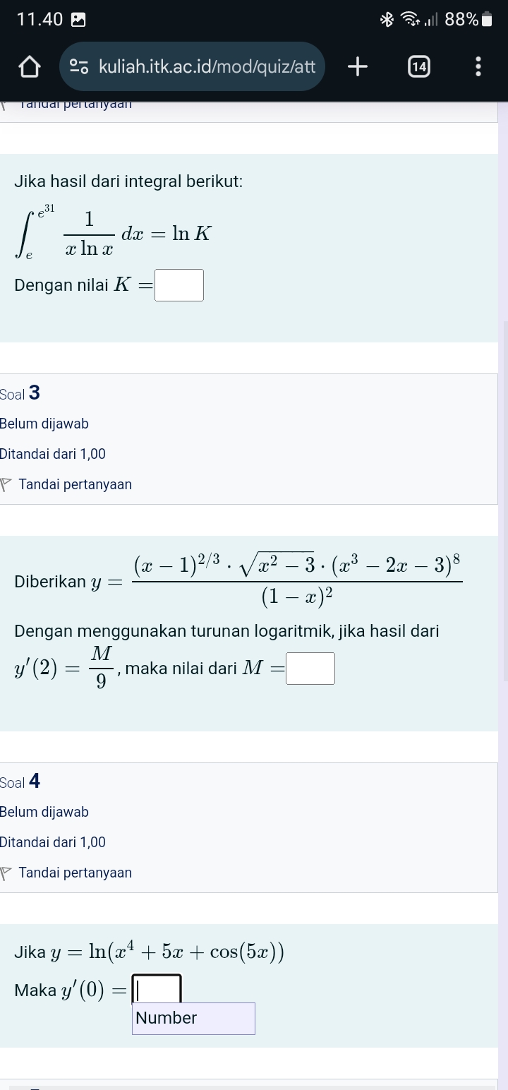 Jika hasil dari integral berikut ee31 1x x | StudyX