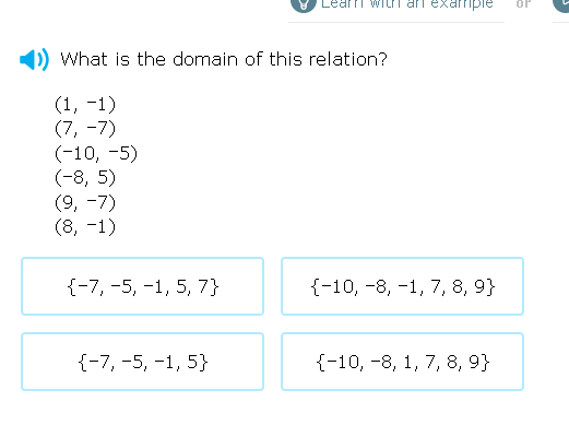 What is the domain of this relation? (1, -1)