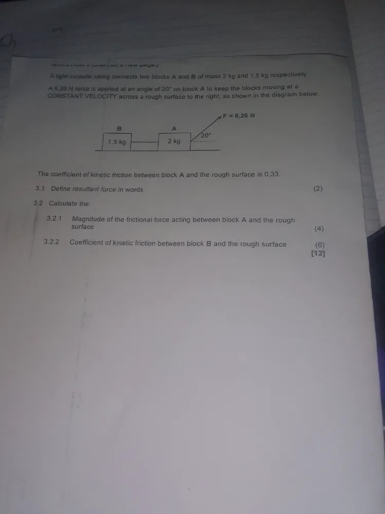 A light inelastic string connects two blocks | StudyX