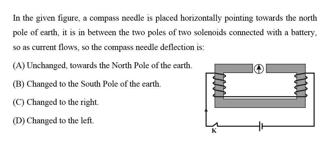 In the given figure, a compass needle is | StudyX