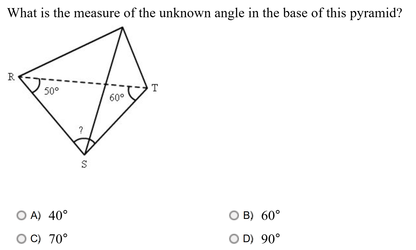 What is the measure of the unknown angle in