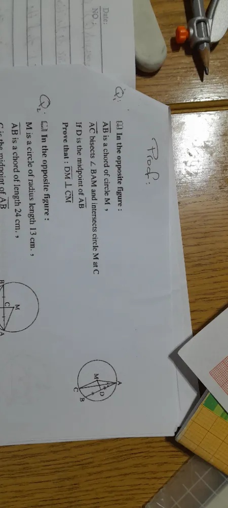In the opposite figure AB is a chord of | StudyX