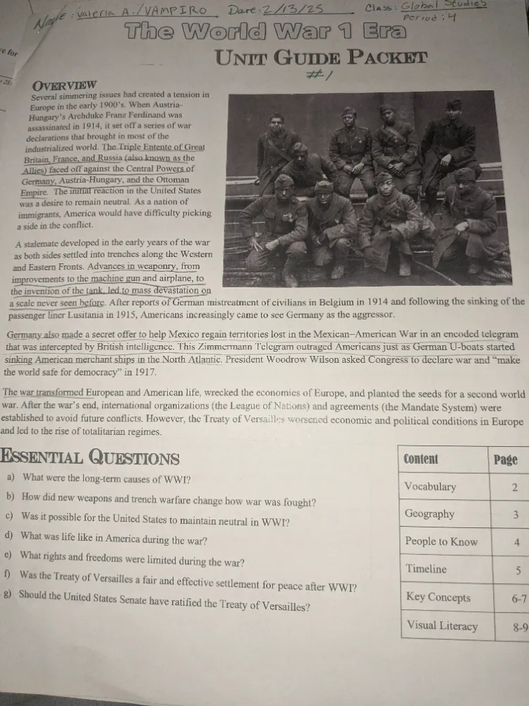 a) What were the long-term causes of WWI b) | StudyX