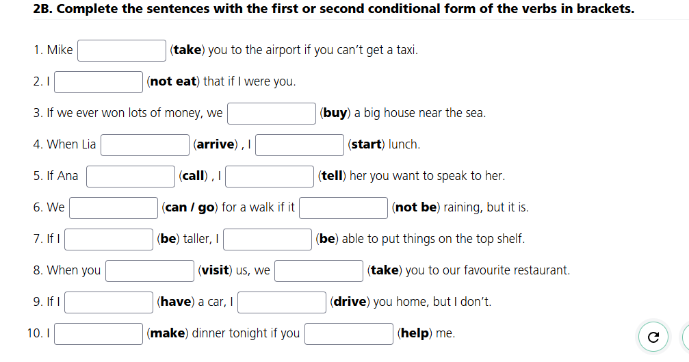 2B. Complete the sentences with the first or | StudyX