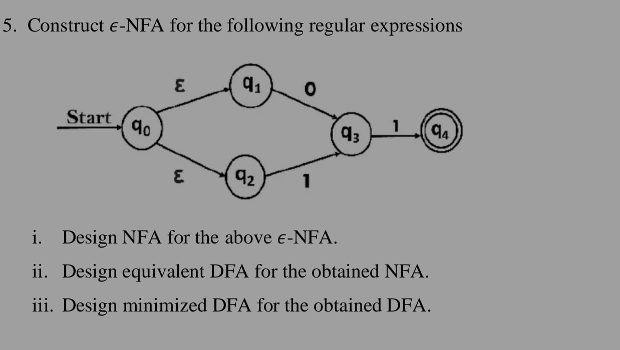 5 Construct e-NFA for the following regular | StudyX