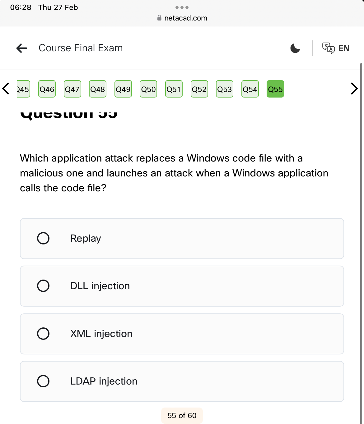 Which application attack replaces a Windows | StudyX
