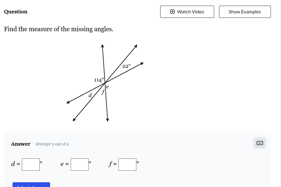 Find the measure of the missing angles 114 d | StudyX