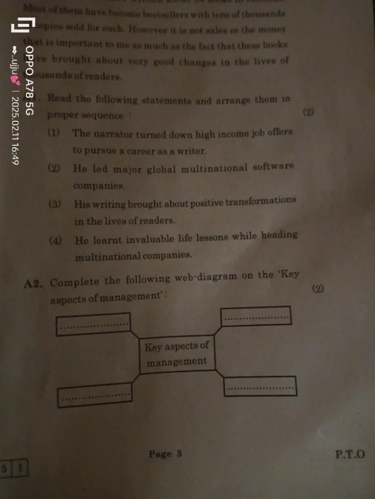 Read the following statements and arrange | StudyX