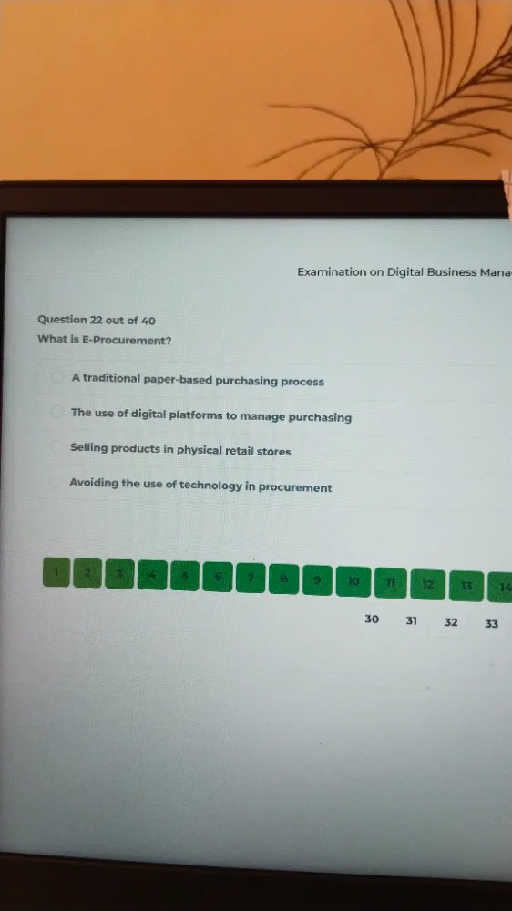 Question 22 out of 40 What is E-Procurement? | StudyX