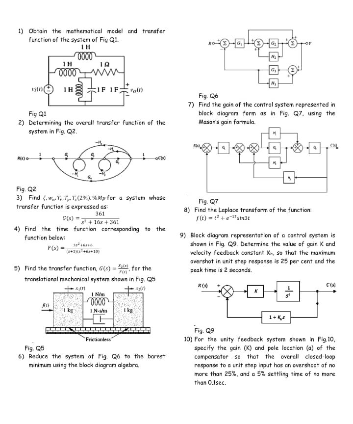 1) Obtain the mathematical model and | StudyX
